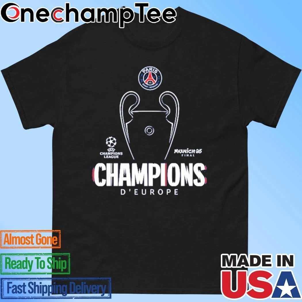Official PSG UCL Champions 2025 Trophy Outline Graphic T-Shirt, hoodie ...