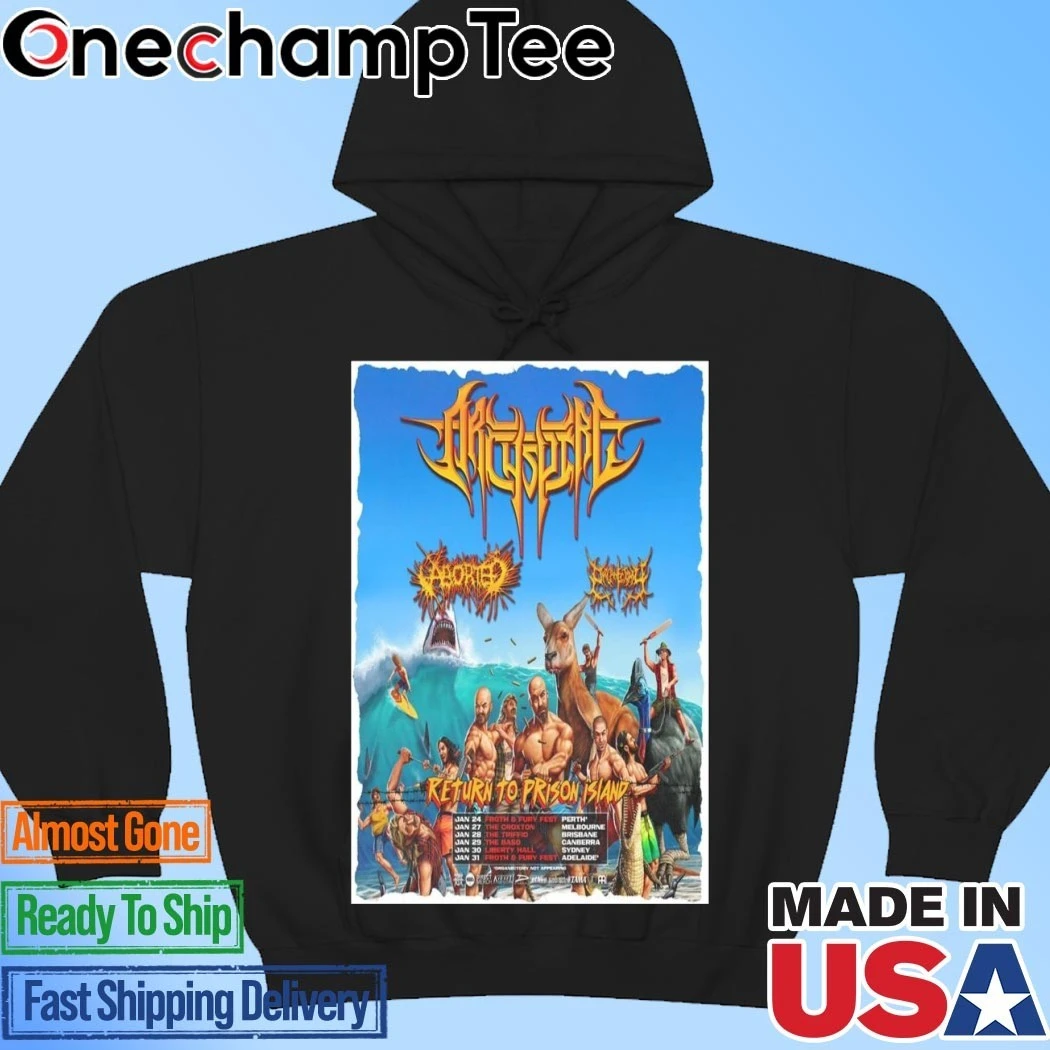 Archspire Return To Prison Island Tour 2026 Poster T-Shirt, hoodie ...